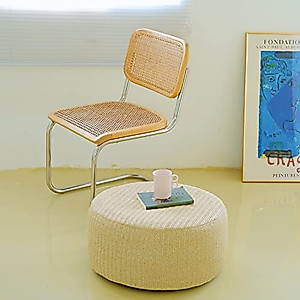 weruisi Woven Inflatable Ottoman with Air Pump D21”x H10” Outdoor Indoor Pouf Patio Footrest Stool with Portable Handle, Round Ottoman for Patio Garden, Camping, Bedroom, Living Room…