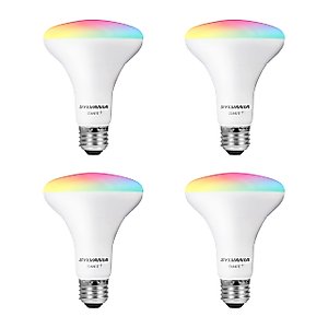 SYLVANIA Wifi LED Smart Light Bulb, 65W Equivalent Full Color and Tunable White BR30, Dimmable, Compatible with Alexa and Google Home Only - 4 Count (Pack of 1) (75688)