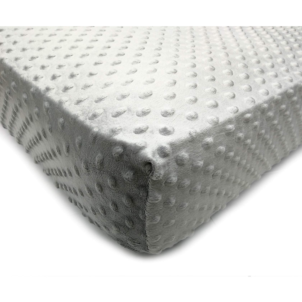 Mini Crib Fitted Sheet, Pack n Play Playard Sheet 38 x 24.5 x 5 Inches | Minky Fabric | Handmade in USA (Grey)