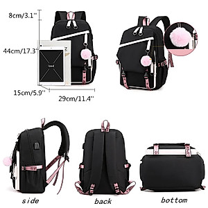 LANSHIYA Backpacks for Teen Girls with USB Charging Port Kids Outdoor Daypack Middle School Students Solid Color Bookbag