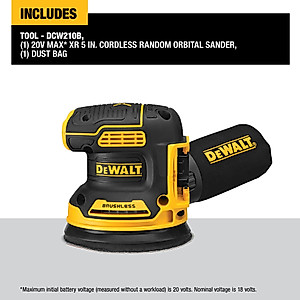 DEWALT 20V MAX Orbital Sander, Tool Only (DCW210B), Yellow