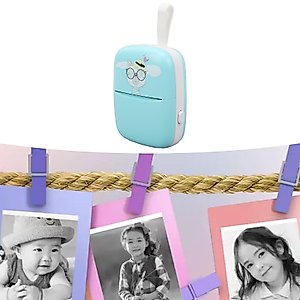 EIMSOAH Print Pods Mini Printer, Mini Printer, Wrong Question Photographing Label Printer, Home Photo Scrapbook Small Printer, for Photos Notes Stickers (Blue)