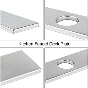 COOLWEST Square Deck Plate 10 Inch Hole Cover Escutcheon for Single Hole Kitchen Faucet, Rectangle Stainless Steel Rectangular 3-hole Cover Faucet Plates
