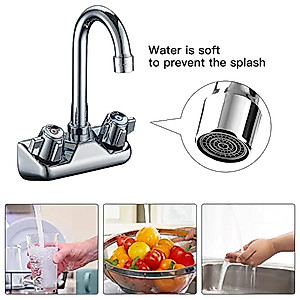 Kitchen Faucet Wall Mount Commercial Hand Sink Faucet Kitchen Utility Laundry Centerset Swivel Gooseneck Spout 2 Dual Handle Restaurant Chrome Mixer Tap NSF