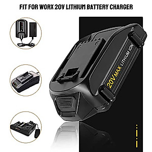 3.0Ah 20 Volt Max Lithium ion Replacement for Worx 20V Battery WA3525 WA3575 WA3520
