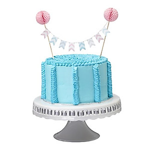 Ginger Ray Birthday Cake Bunting Topper with Flags Poms, Chevron Divine