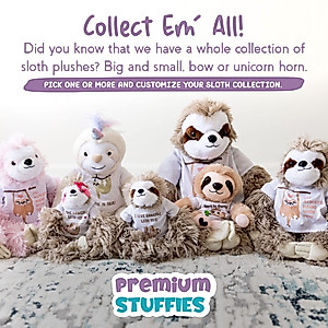 infloatables Stuffed Sloth Set of 2 - Adopt A Sloth Plush with Removable 'I Love Hanging with You' T-Shirt & Birth Certificate - Cute Stuffed Animal Sloth Gifts for Girls & Boys (Small 15 Inches)