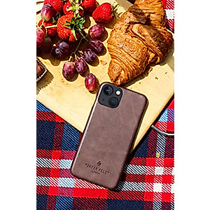 Porter Riley - Leather Case for iPhone 12 Mini (5.4"). Premium Genuine Leather Slimline Back Case (Chocolate Brown)
