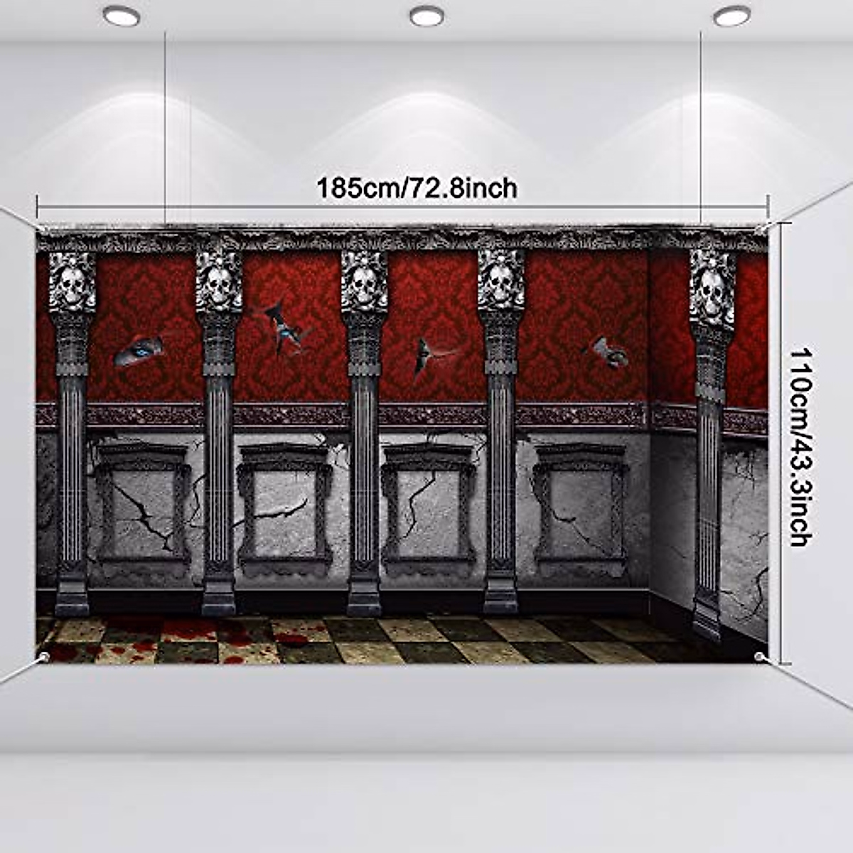 Sumind Halloween Gothic Backdrop Decoration Halloween Photography Background Gothic Mansion Room Scene Setters Banner Halloween Haunted House Party Decoration 72.8 x 43.3 Inch