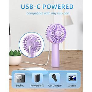 KIDEE Mini Portable Fan, Small Handheld Fan with 3 Speeds, Small Hand Fan USB Rechargeable, Personal Fan Battery Operate for Outdoor Indoor Commute Office Travel