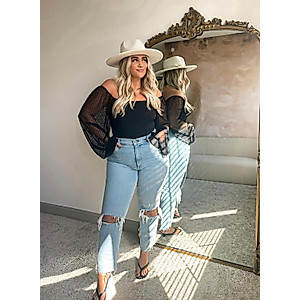 DOROSE Women's Long Sleeve Tops Lace Casual Blouses T Shirts Black Medium