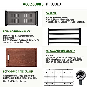 33 Black Undermount Workstation Kitchen Farmhouse Sink-Swifthorse 33x22 Gunmetal Black Stainless Steel Kitchen Sink, 16-Gauge Undermount Deep Single Bowl Kitchen Sink With Apron Front