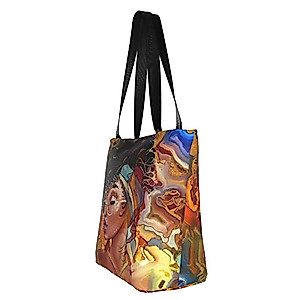 African American Woman Tote Bag Large Handbag Shoulder Bag for Girl Adults Work School Shopping with Zipper
