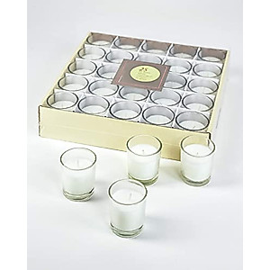 Serene Spaces Living 10-Hour Votive Candle Set of 100 – White Unscented Candles with Clear Glass Holders, Ideal for Weddings, Parties, Events, 2" Tall and 1.75" Diameter