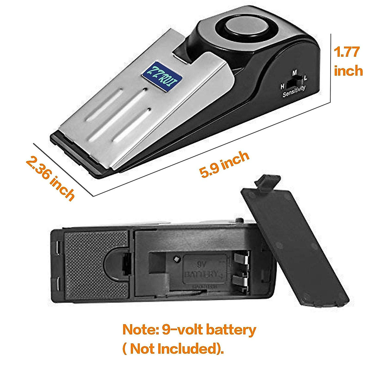 ZZRUI Upgraded Door Stopper Security Alarm,Portable 120 Loud Entrance Alert Door Stop Alarm for Travel Home Apartment House(2 Pack)