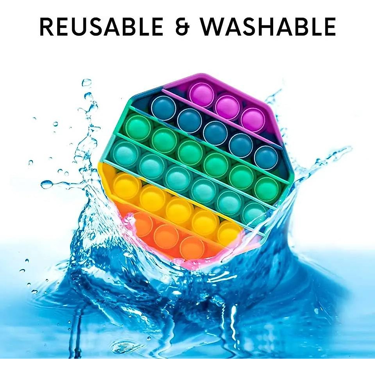 Fidget Sensory Toy Its Pushit Pop Bubble - Rainbow Games, Stress Toys, 3 Packs for Children and Adults Fidget Stress Relief - 3 Shapes Fidget It - Circle Square Octagon