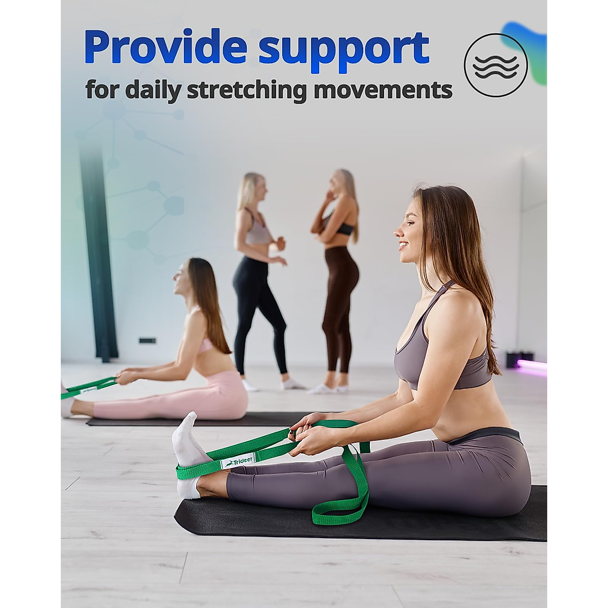 Trideer Stretching Strap Yoga Strap for Physical Therapy, 10 Loops Yoga Straps for Stretching, Non-Elastic Stretch Strap for Pilates, Exercise, Stretch Band for Women & Men with Exercise Book