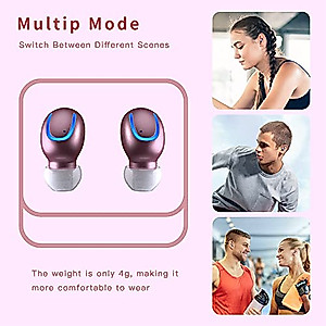 True Wireless Earbuds for Small Ears, Bluetooth Headphones 48h Playtime IPX7 Waterproof Sport Headphones in-Ear, with Mic Noise Cancelling for iPhone/Samsung/Galaxy for Men Women Rose Gold