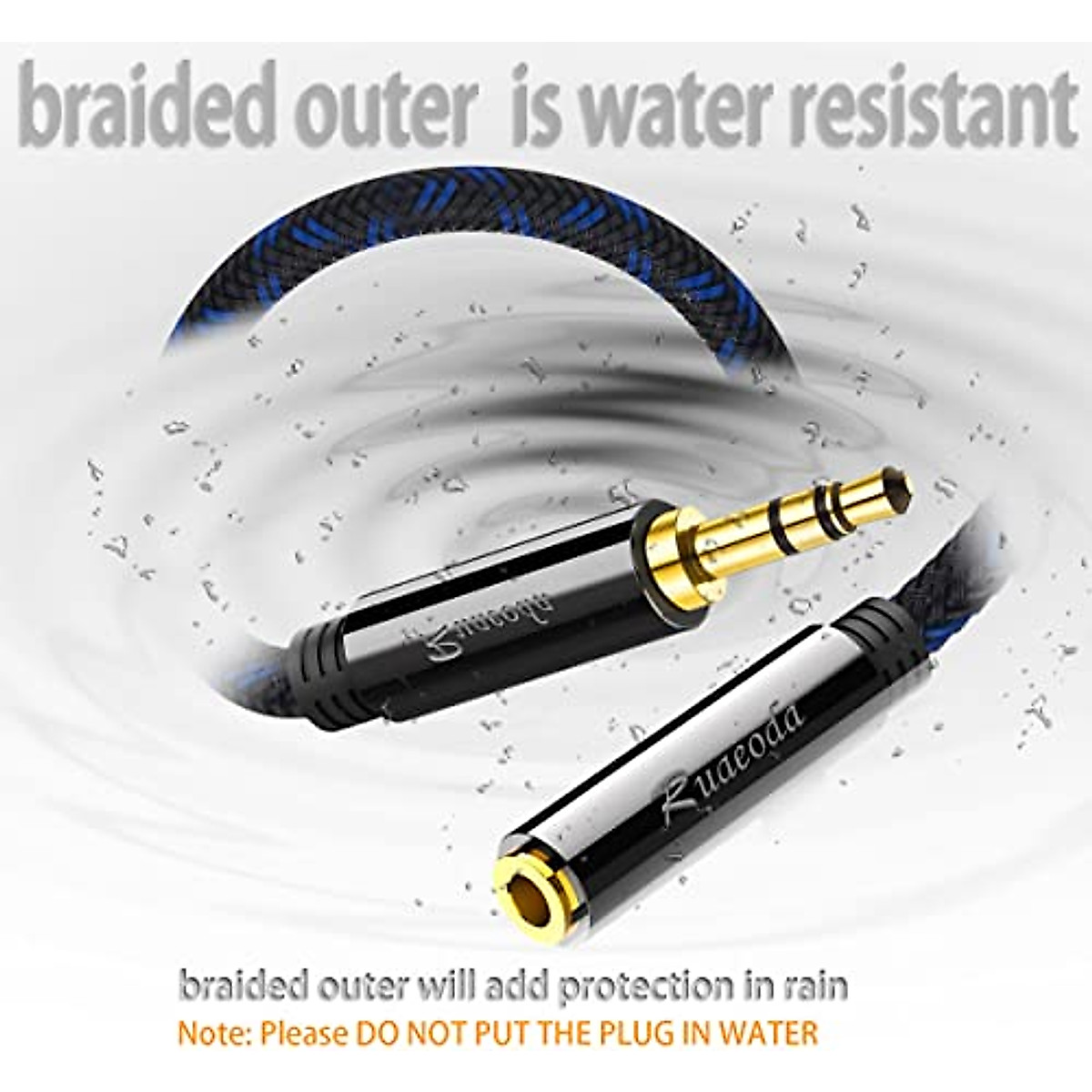 Ruaeoda Headphone Extension Cable 20 ft, 3.5 AUX Extension Cable Male to Female 3.5mm Stereo Audio Extension Cable Aux Jack Extender Double Shielded Braided Long 1/8 TRS aux Cord Extender