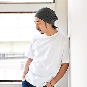 CHARM Summer Beanie for Men & Women - Slouchy Lightweight Chemo Cotton Hipster Fashion Knit Hat Dark Gray