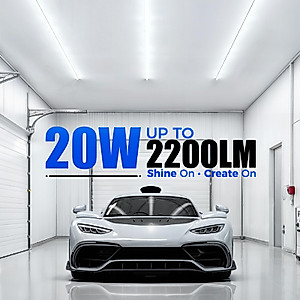 (6 Pack) Barrina LED T5 Integrated Single Fixture, 4FT, 2200lm, 6500K (Super Bright White), 20W, Utility LED Shop Light, Ceiling and Under Cabinet Light, Corded Electric with ON/OFF Switch, ETL Listed