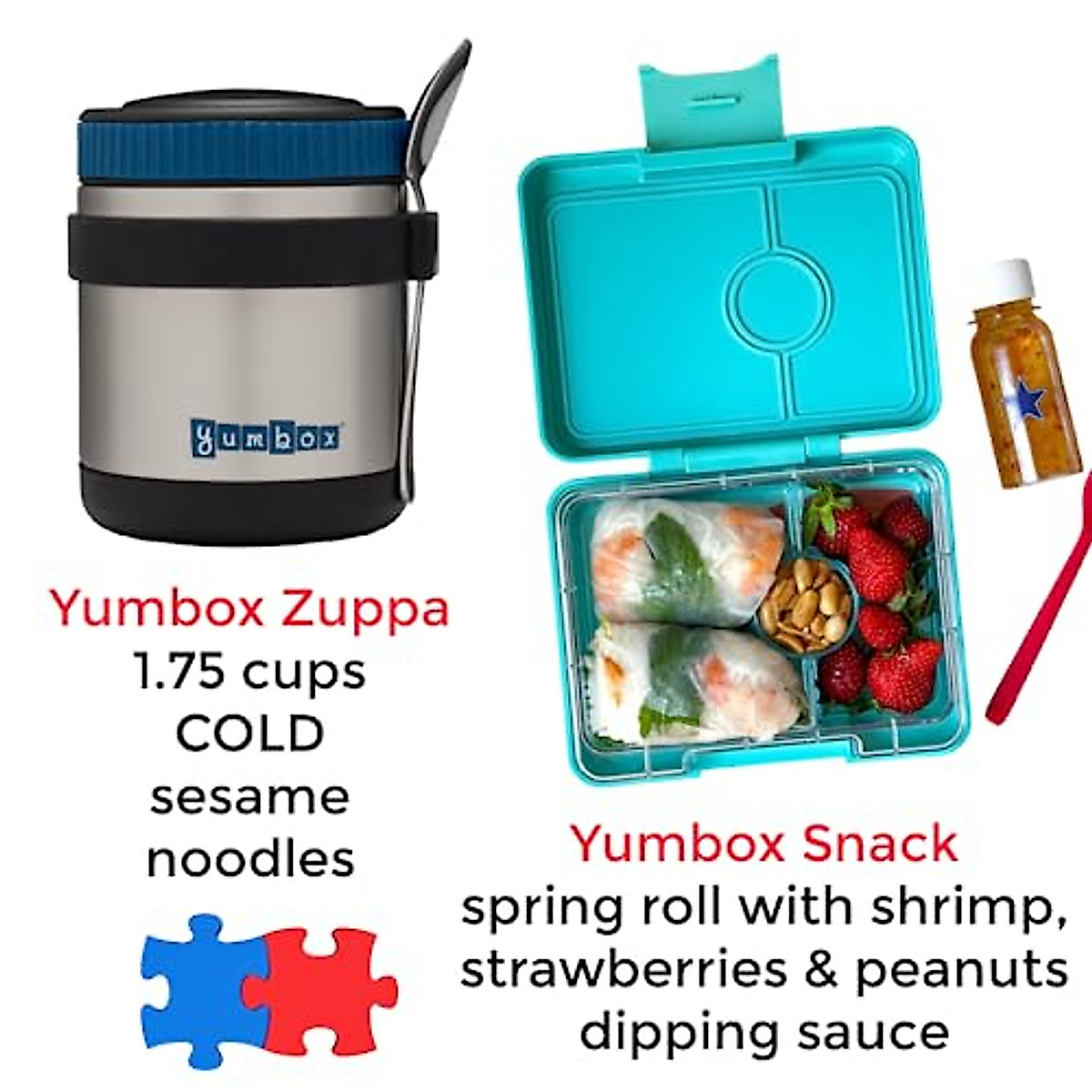 Yumbox Zuppa - Wide Mouth Thermos Food Jar 14 oz. (1.75 cups) with a removable utensil band - Triple Insulated Stainless Steel - Stays Hot 6 Hours or Cold for 12 Hours - Leak Proof (Midnight Black)