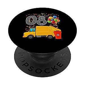 Happy O8 Birthday Rear Loader Garbage Truck PopSockets Swappable PopGrip