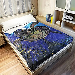 60x80 Blanket Comfort Warmth Soft Plush Throw for Couch Sea Turtle Fine Decorative Animal