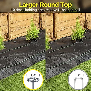 GZBEVITAR Landscape Fabric Pins, Thickened 8 Gauge Circle Top Landscape Pins-120 Pcs, Not Easy to Bend 6 inch Galvanized Landscape Fabric Stakes, More Holding Power Than U-Shape Garden Staples(120)