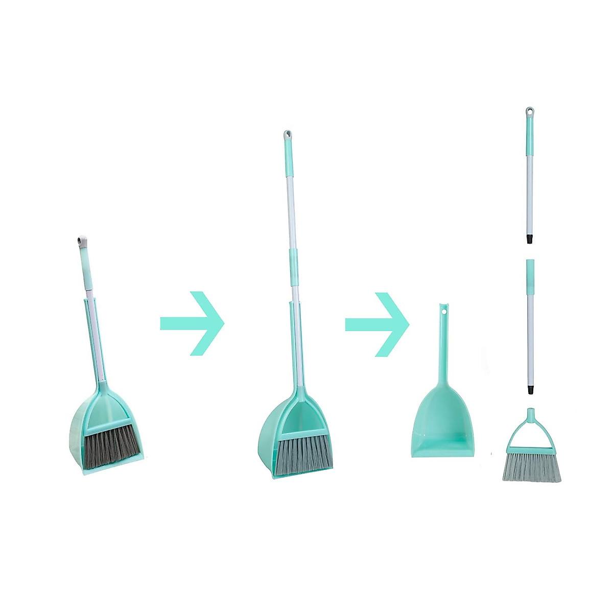 Xifando Mini Broom and Dustpan and Telescopic Rod Long Handle Broom, Camping Cleaning Tools, Light Blue