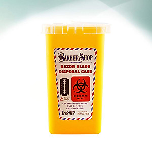 Minkissy Blade Dispenser Case Razor Blade Disposal Case Barber Shop Storage Bank Container for Used Razor Blades Yellow