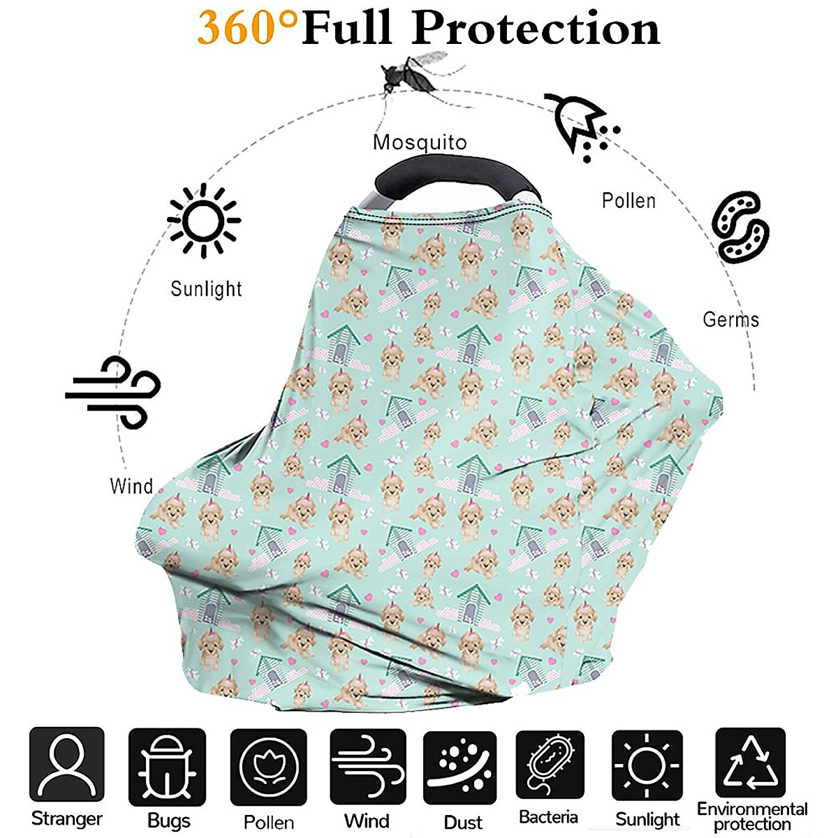 Wanyint Brown Cow Nursing Cover Carseat Canopy Cover Adorable Animal Fur Print Car Seat Covers for Babies Girls Boys Breathable Nursing Cover for Boys Girls