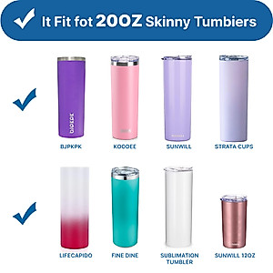 Bluwing 20 oz Skinny Tumbler Lids for SUNWILL, BJPKPK, koodee, Spill Proof Splash Resistant Covers Fits 2.73-2.75in Skinny Tumbler