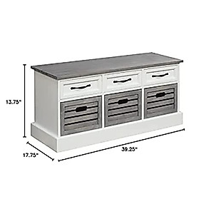 Coaster Home Furnishings Alma 3-Drawer Storage Bench White and Weathered Grey
