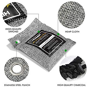 HIDBEA Activated Bamboo Charcoal Air Purifying Bags (4-Pack) Natural Deodorizer Odor Absorber Eliminator Remover for Home, Pets, Car, Closet, Shoes, 200g x 4, Grey