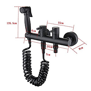 MINJING Handheld Bidet Sprayer, All Copper Black Bathroom Toilet Bidet Attachment Set, Wall Mounted Bidet Faucet with Hot and Cold Water, Portable Cloth Diaper Sprayer