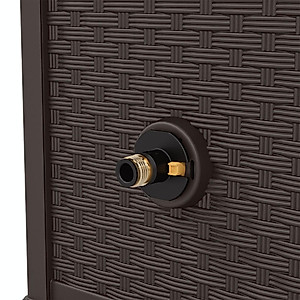 Suncast 150 Foot Slide Trak Outdoor Garden Wicker Resin Water Hose and Reel Hideaway with Brass Connections for Patio or Backyard, Java