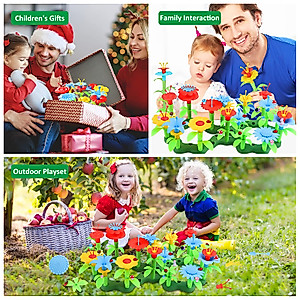 Toys for 3-7 Years Old Girls,Flower Garden Building Toys with Fairy Garden Miniatures,Building A Garden Toy Set for Toddlers,Preschool Educational Playset,Birthday Gifts Kids