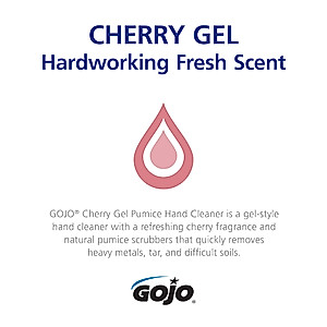 GOJO Cherry Gel Pumice Hand Cleaner, Cherry Fragrance, 1 Gallon Hand Cleaner with Pumice in Pump Bottle (Pack of 1) – 2358-02