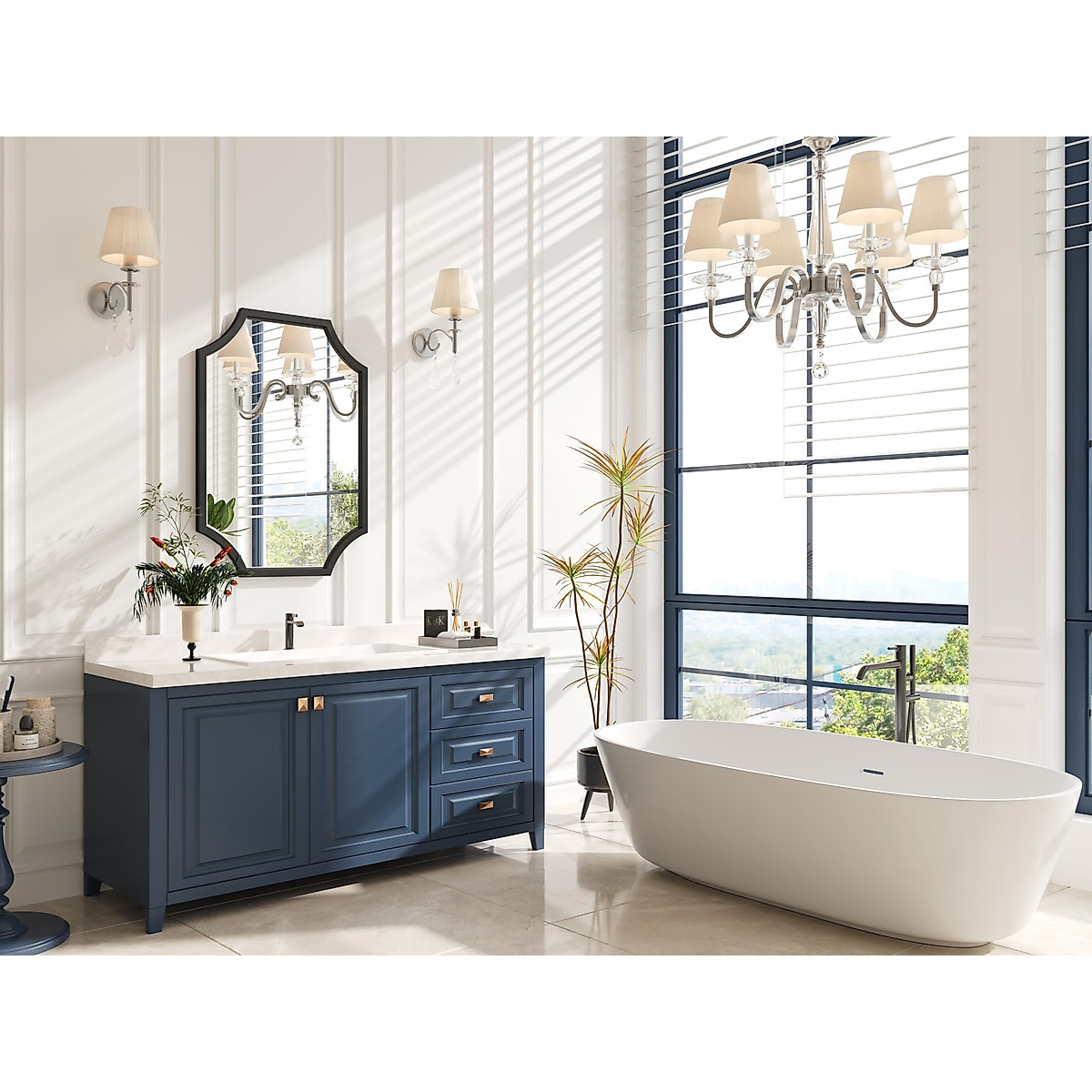 Kelly Miller 20"x28" Scalloped Black Bathroom Mirror for Wall Mount, Home Mirror