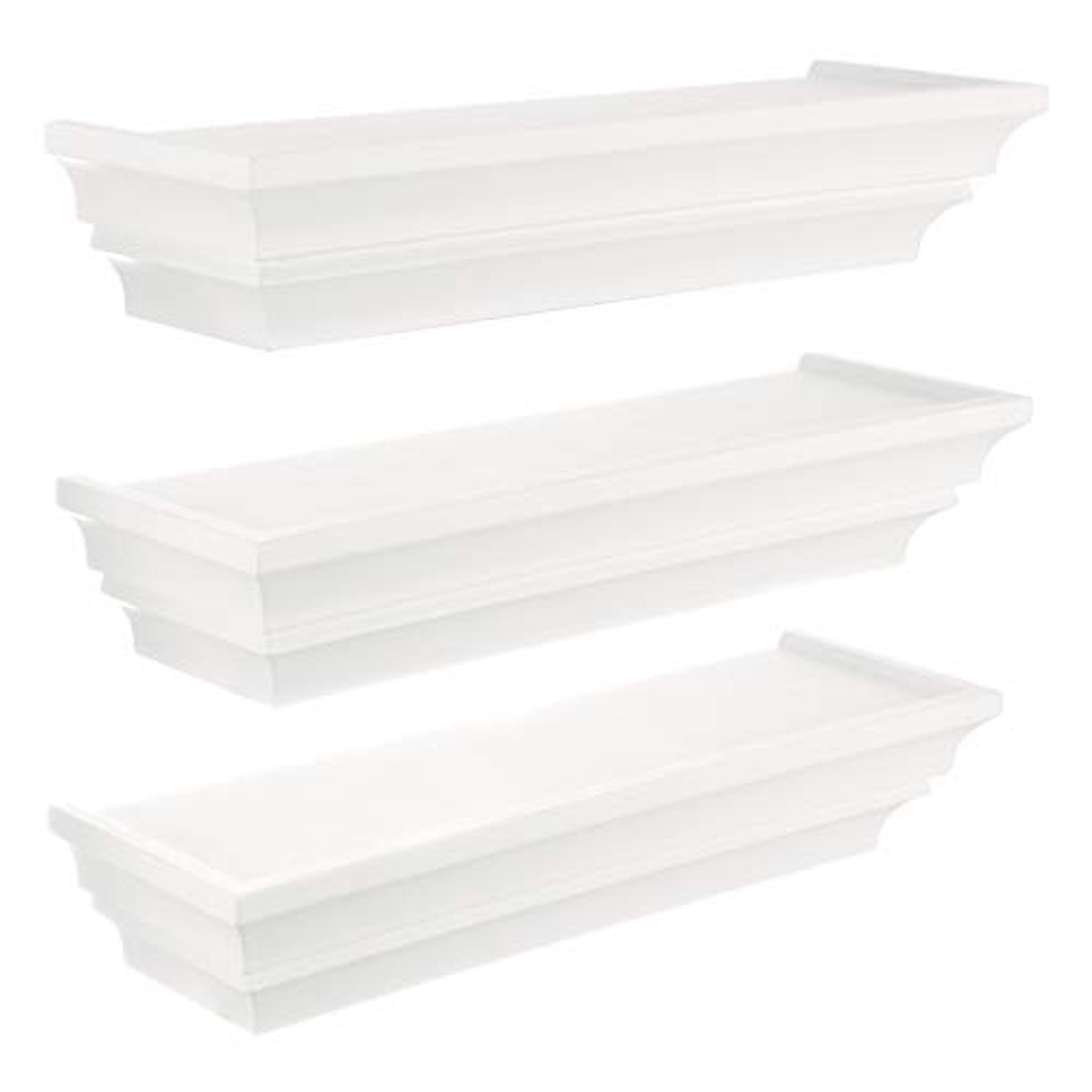 kieragrace Madison Contoured Floating Wall Shelf - White, 16", Set of 3