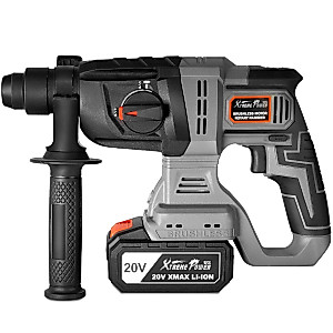 XtremepowerUS 20V Max SDS Plus Rotary Hammer Drill Brushless Cordless Demolition Hammer with 4.0Ah Lithium Battery and Charger