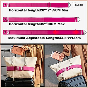 TOOVREN 2-in-1 Travel Belt for Luggage Straps Add a Bag Bungees Luggage Strap Over Handle Suitcases Belt for Carry On Bag Elastic Belt Adjustable Suitcase Strap Airport Travel Accessories Rose