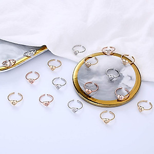 M MOOHAM Initial Rings for Women Teen Girls, Rose Gold Heart Letter Rings for Women Teen Girls, Adjustable Dainty Alphabet Personalized Rings for Women Girls Jewelry Gifts (K)