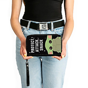 Buckle-Down Women's PU Zip Around Wallet Rectangle-Star Wars The Child, 7.5"x4.5"