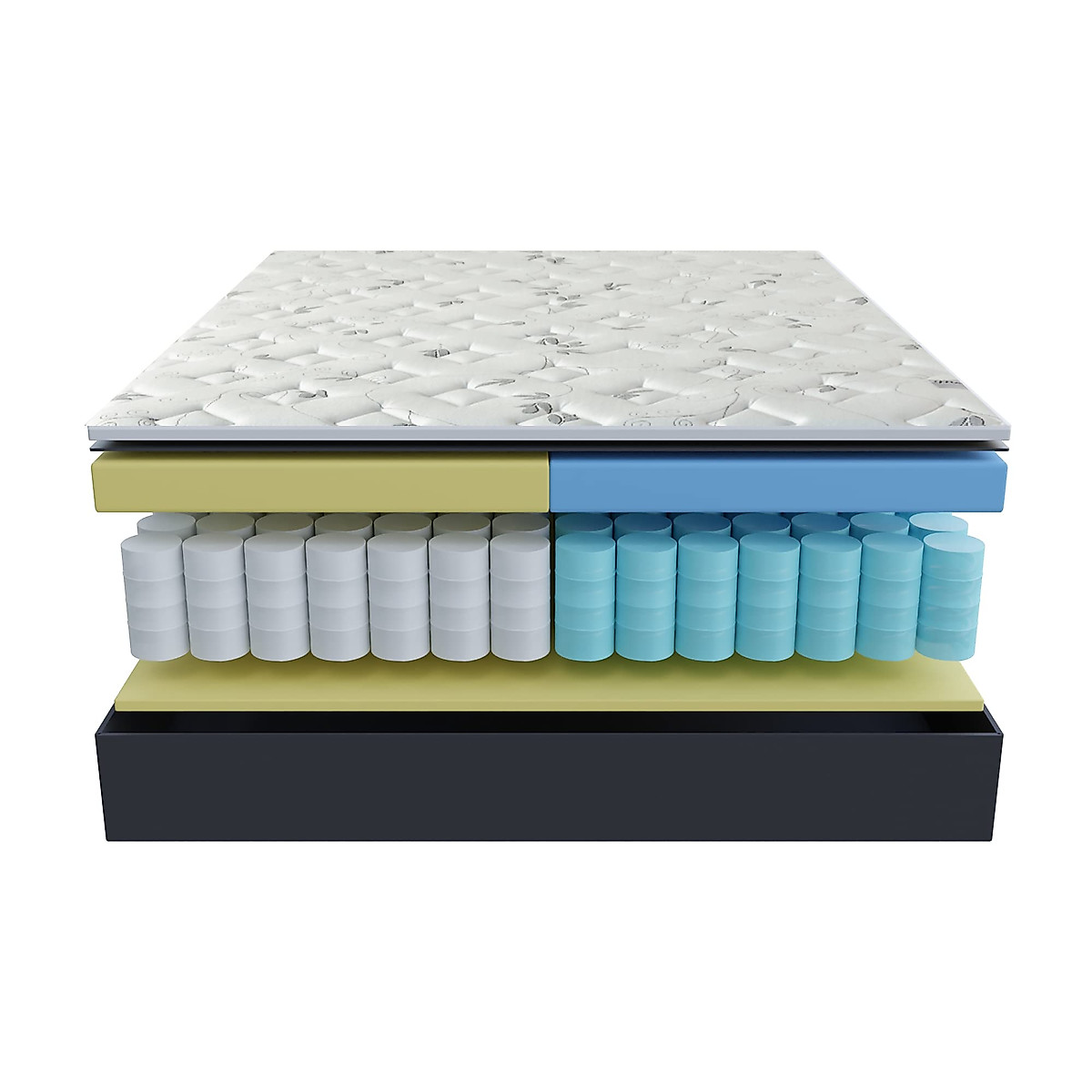 Greaton 12" Half-Firm, Half-Soft Dual Comfort Hybrid Memory Foam Pocket Coil Spring Mattress for Couples - Pressure Relieving, Motion Isolating Sleep System for Personalized Luxury Rest - Queen, Black