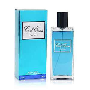 Secret Plus Cool Ocean Perfume for Men, EDP- 3.4 oz, Inspired by Cool Water of Davidoff with a NovoGlow Pouch Included