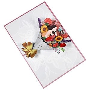 Magic Ants Happy Mother’s Day Card - 3D Flower Flora Bouquet Greeting Card - 3D Pop Up Mothers Day Card - Handcrafted 3D Pop Up Greeting Card for Her - Birthday Card for Mom