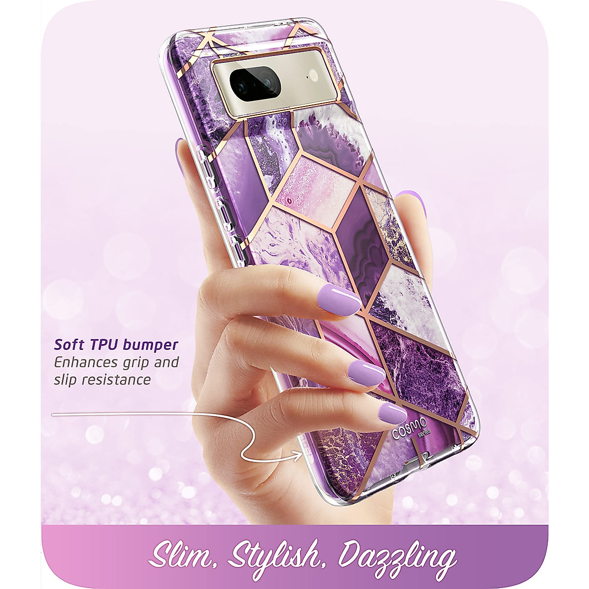 i-Blason Cosmo for Google Pixel 7 Case with Built-in Screen Protector [Support Wireless Charging] Slim Full-Body Stylish Shockproof Anti-Scratch Protective Phone Case for Pixel 7 (2022), Purple