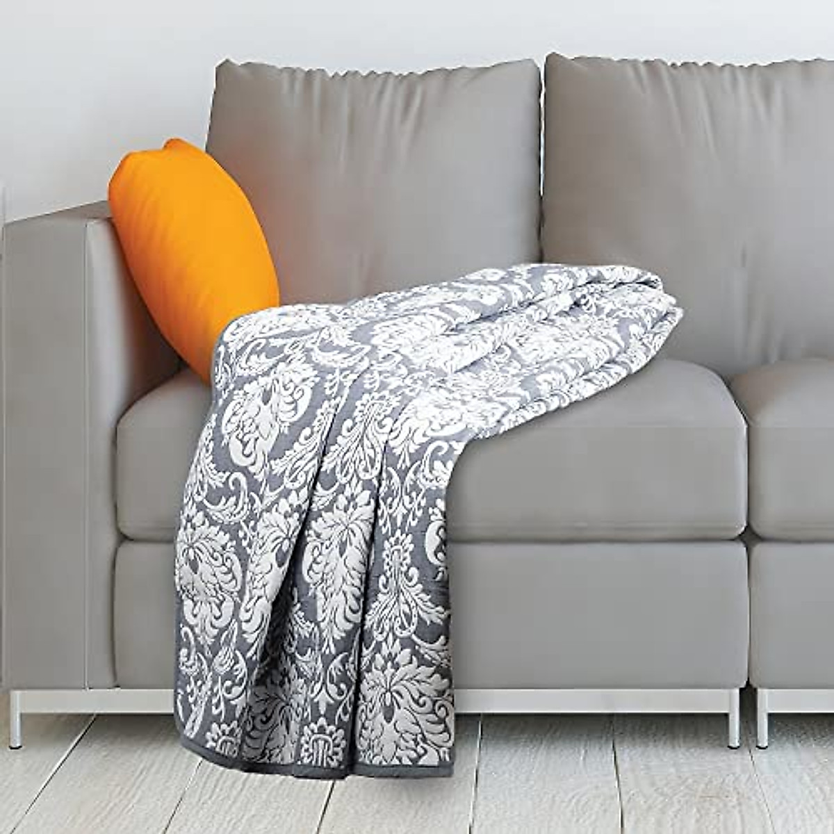 ForPro Premium Poly Cotton Designer Blanket, Ultra-Soft Cotton Blanket for Massage Tables, Beds, Sofas, Antique Gray Quilted Pattern, 60" W x 90" L, 350gsm